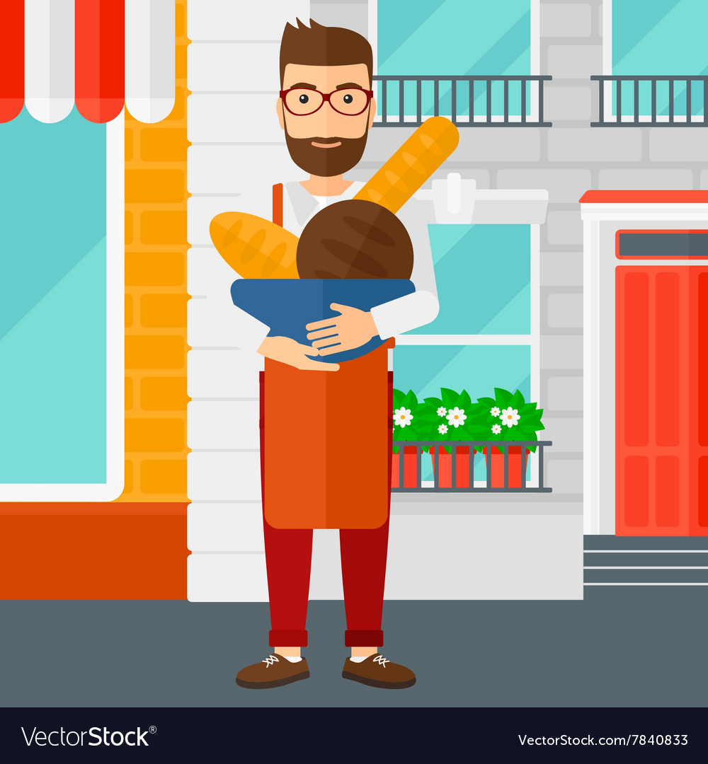 Bakery owner with bread Royalty Free Vector Image