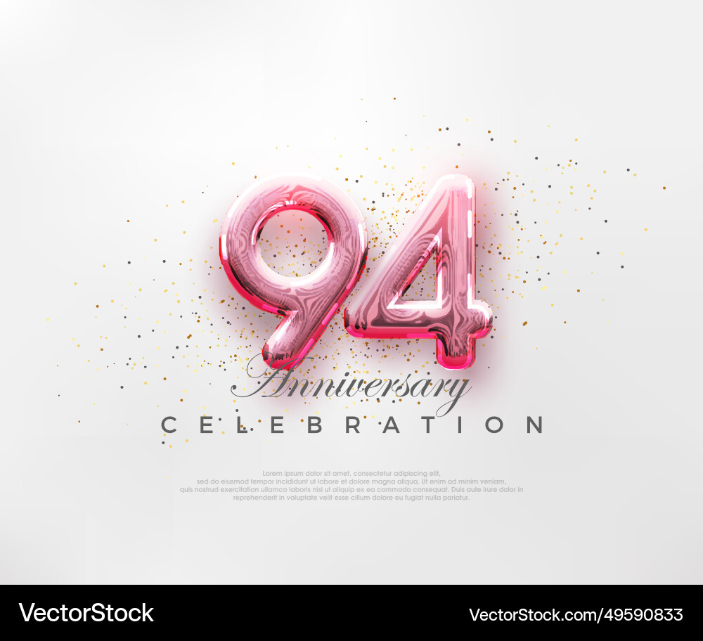 Balloons number 94th with red numbers on a bright Vector Image