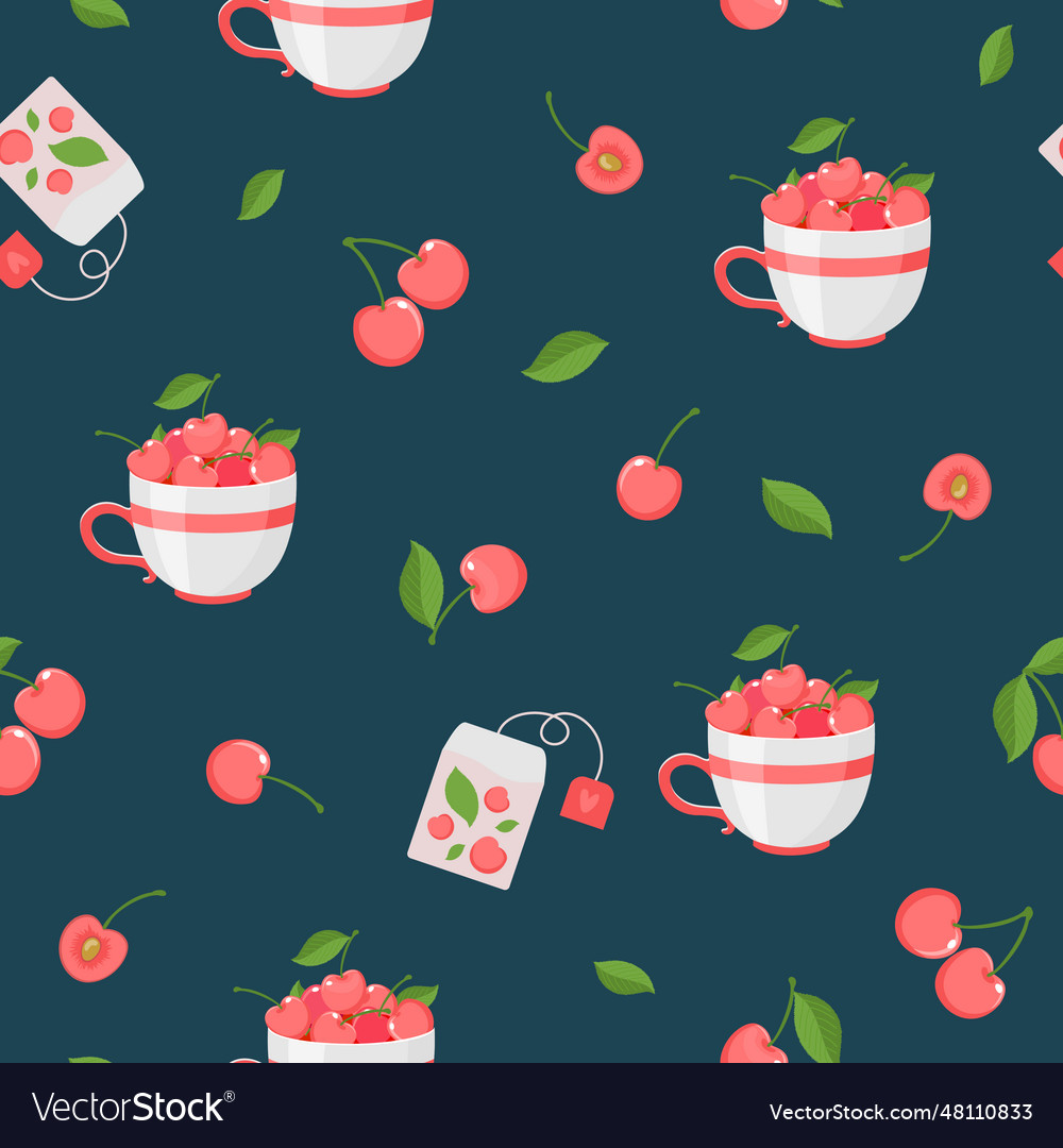 Bg cherry tea Royalty Free Vector Image - VectorStock
