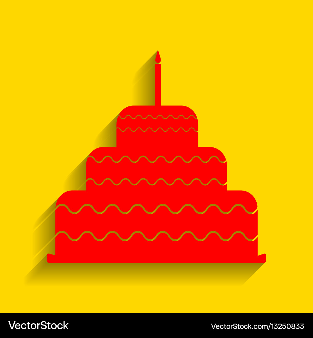 Cake with candle sign red icon soft Royalty Free Vector