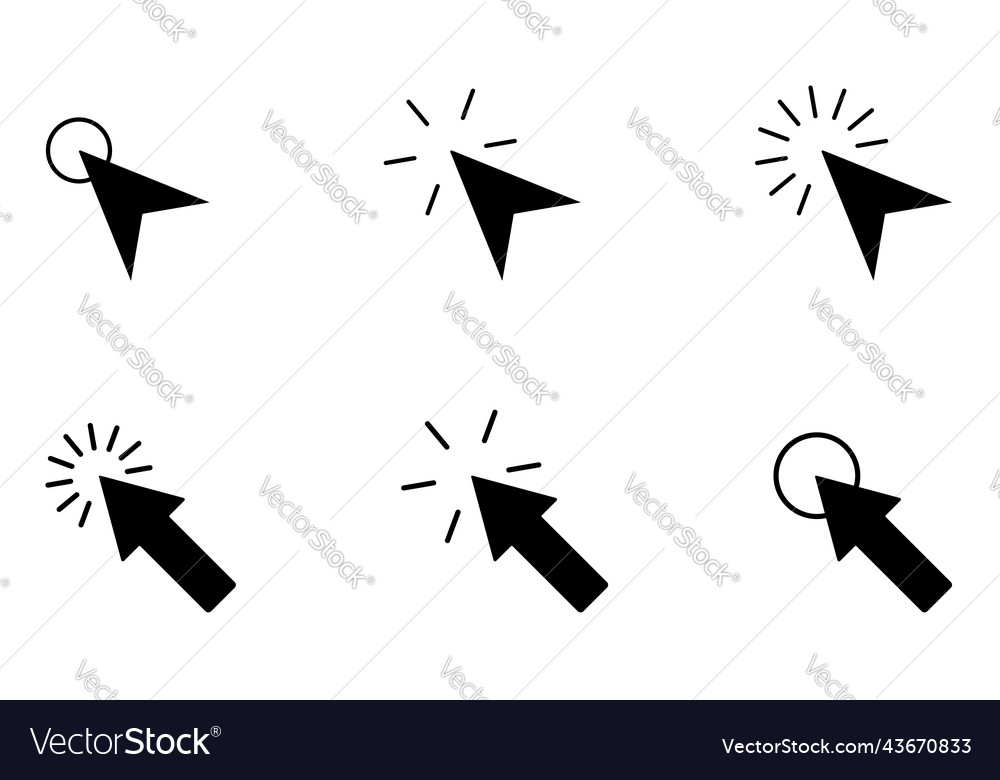 Computer pointer cursor mouse icon set clicking Vector Image