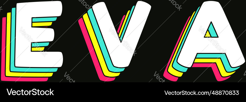 Eva - retro rainbow typography faded style Vector Image