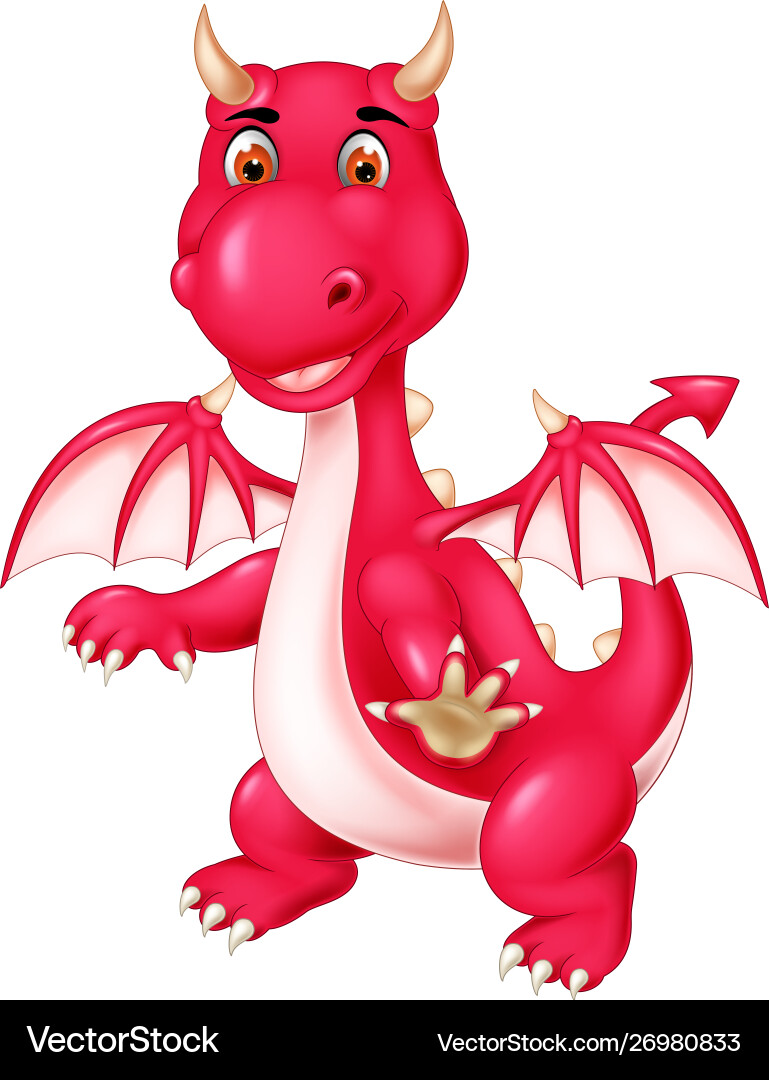 Funny pink dragon cartoon Royalty Free Vector Image
