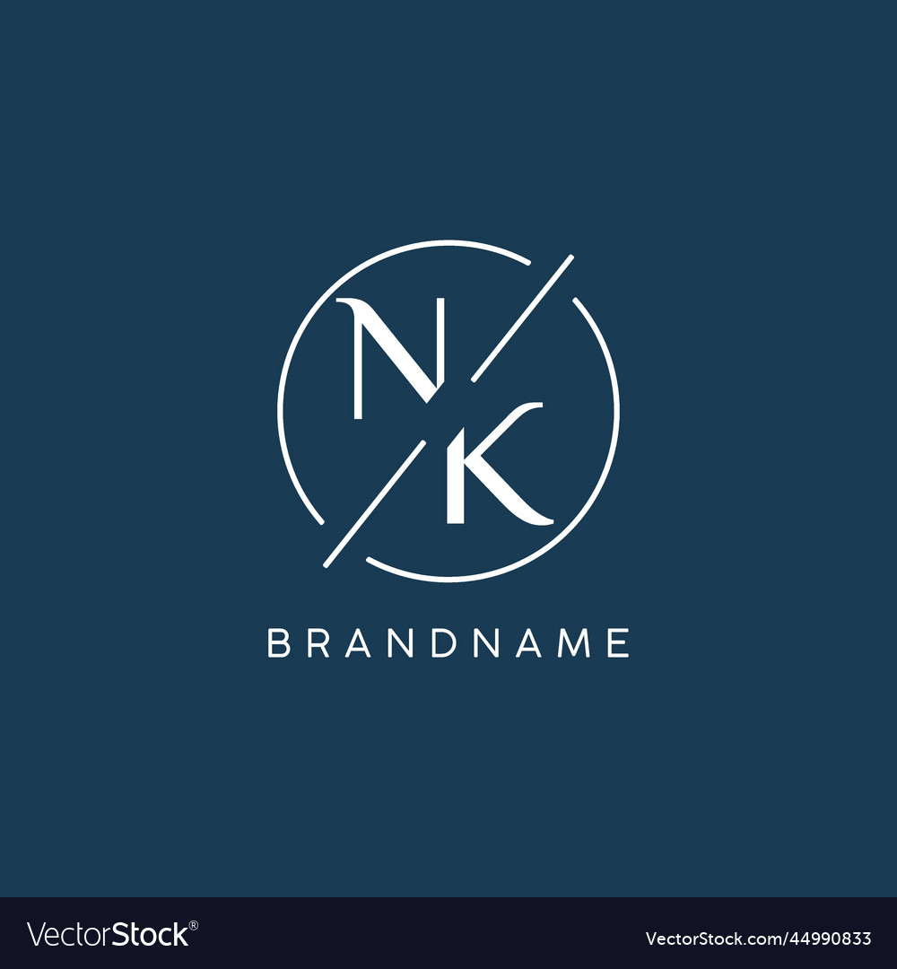 Initial letter nk logo monogram with circle line Vector Image
