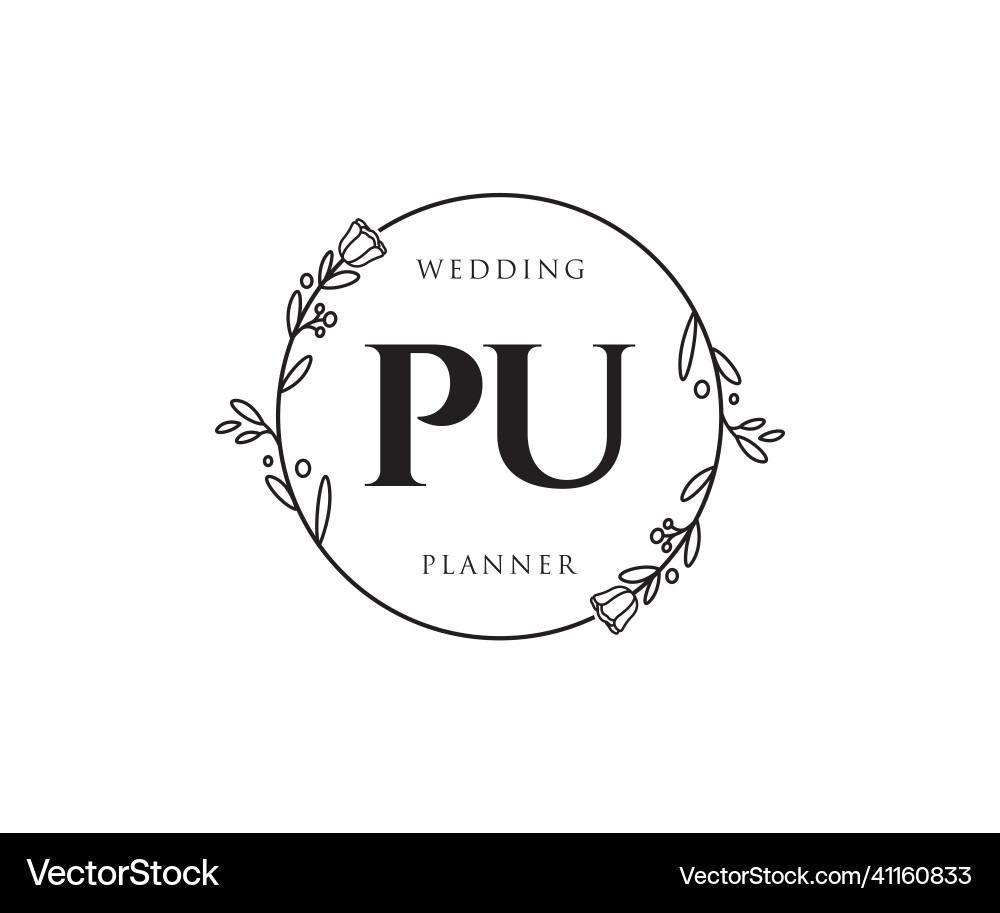 Initial pu feminine logo usable for nature salon Vector Image