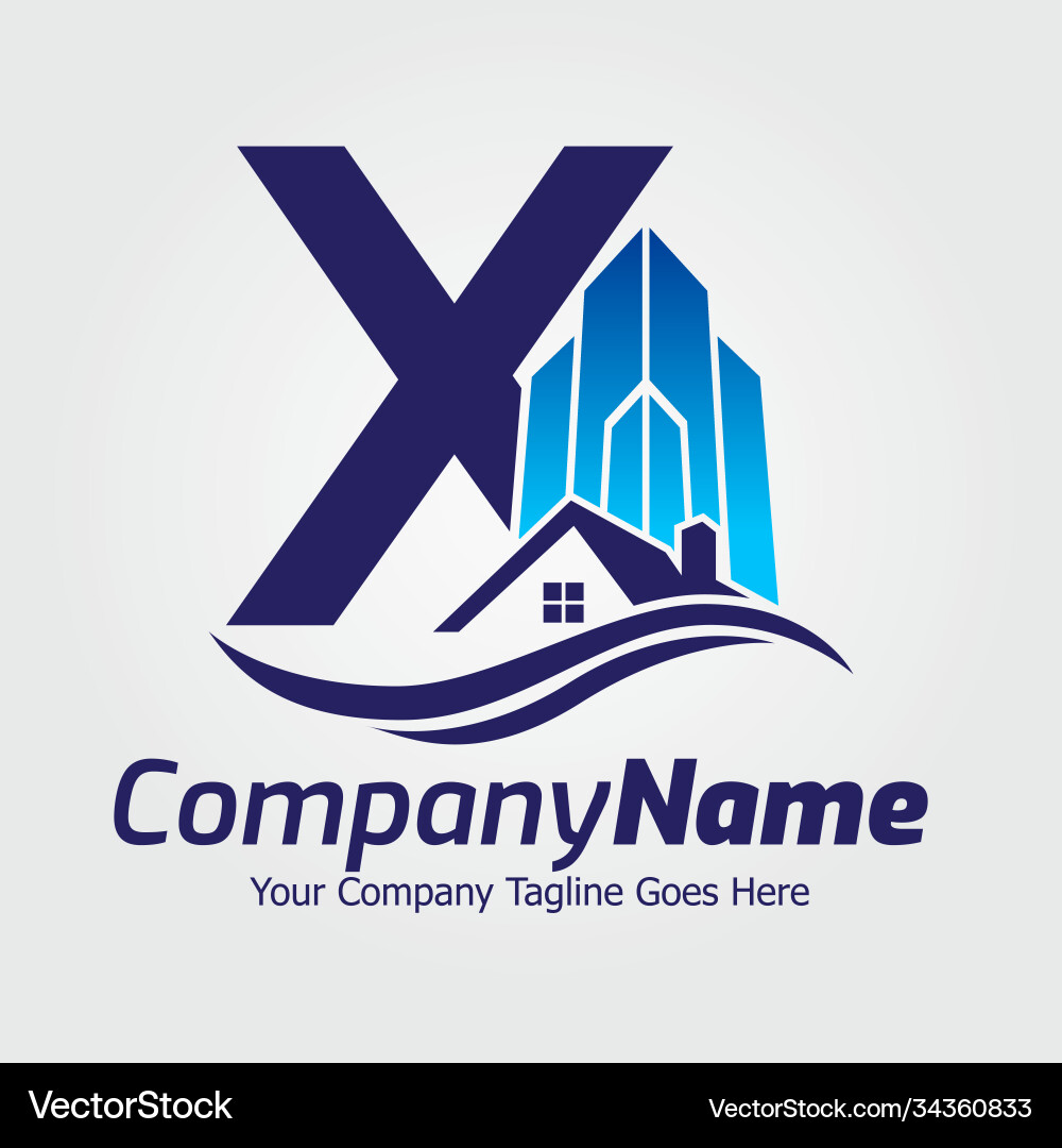 Letter x real estate logo template Royalty Free Vector Image