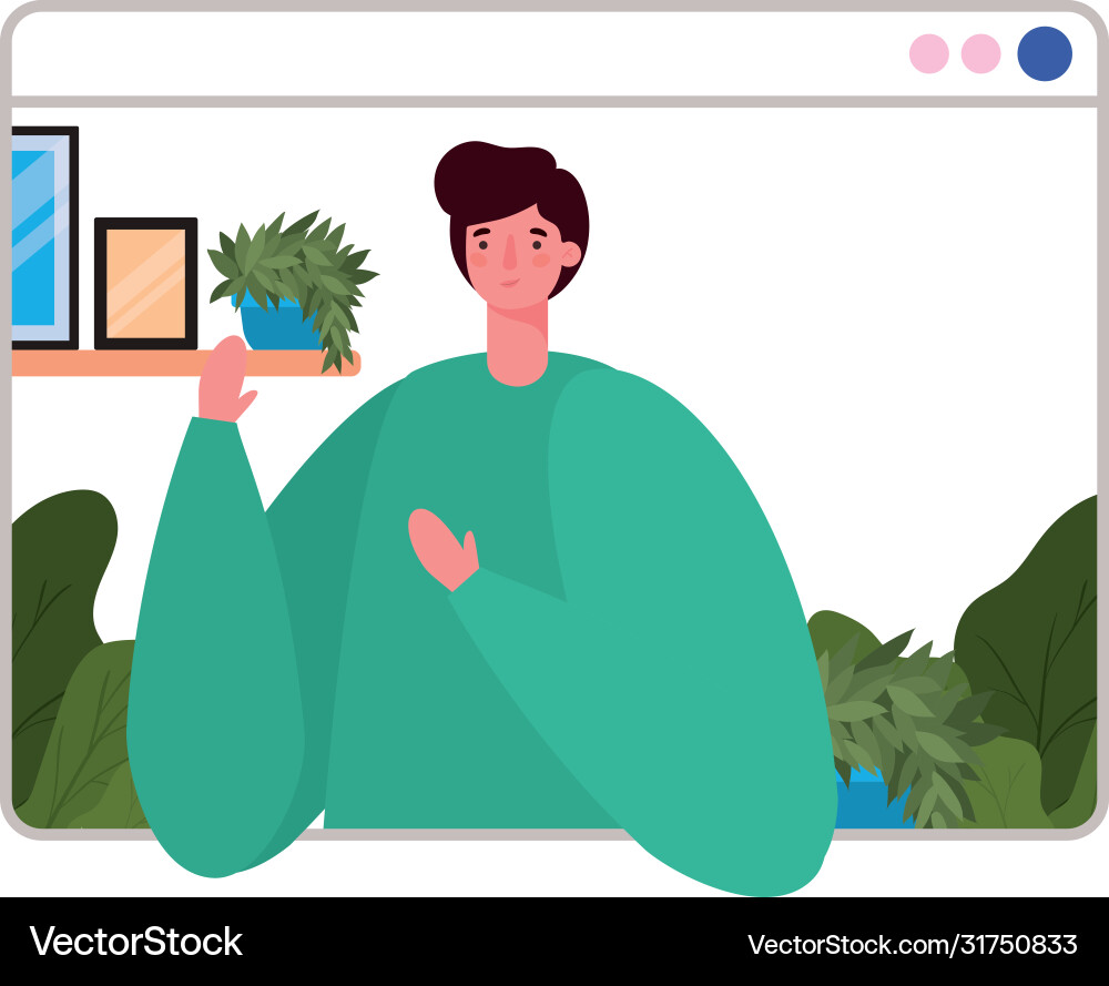 Man avatar on website in video chat design Vector Image