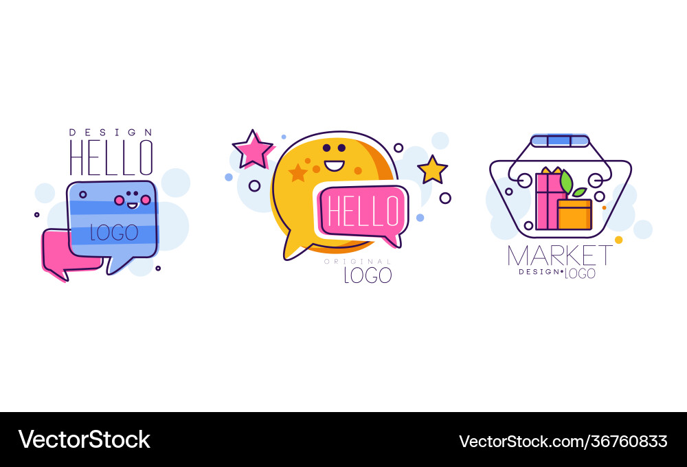 Market logo design with shopping basket Royalty Free Vector