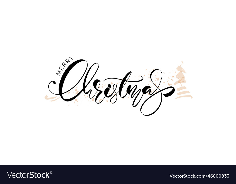Merry Christmas Brush Lettering Hand Drawn Vector Image