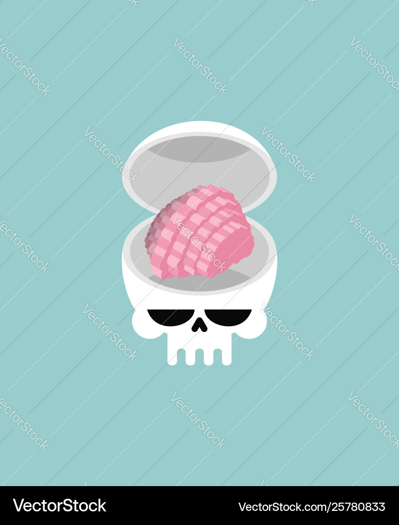 Open skull and brain isolated Royalty Free Vector Image