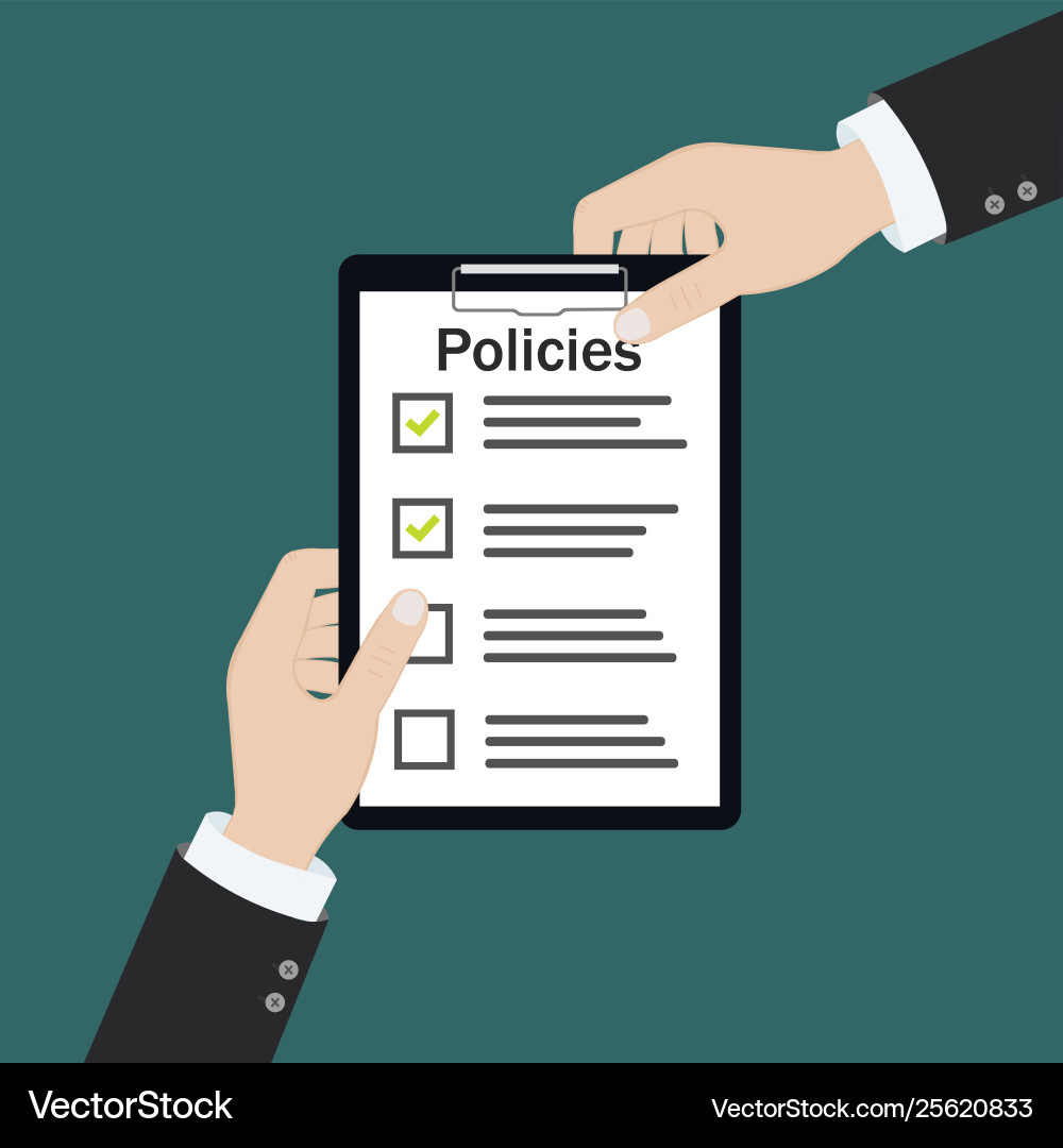 Policies board company policy check list Vector Image