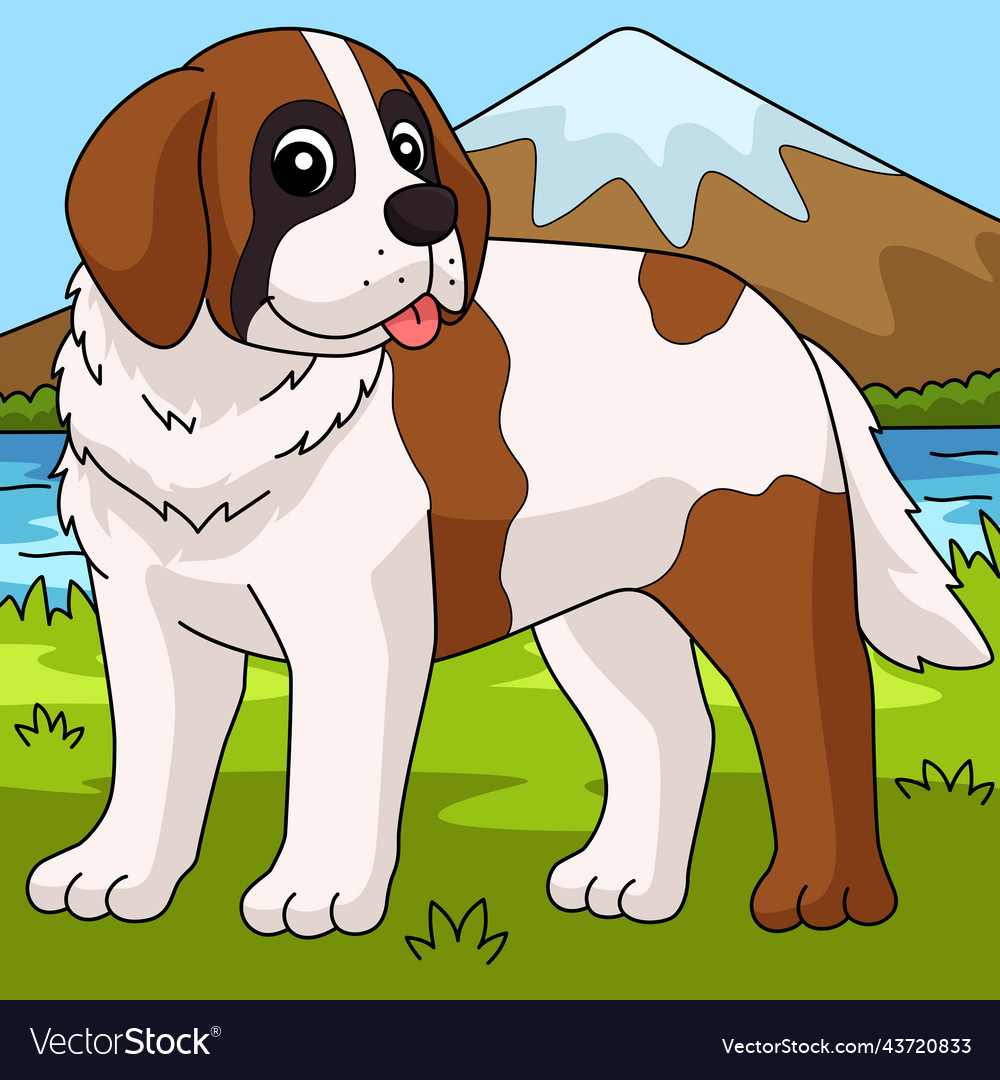 Saint bernard dog colored cartoon Royalty Free Vector Image