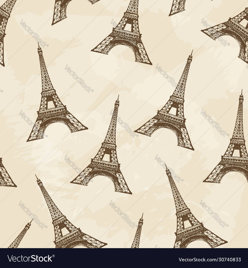 Seamless pattern with hand drawn eiffel tower Vector Image