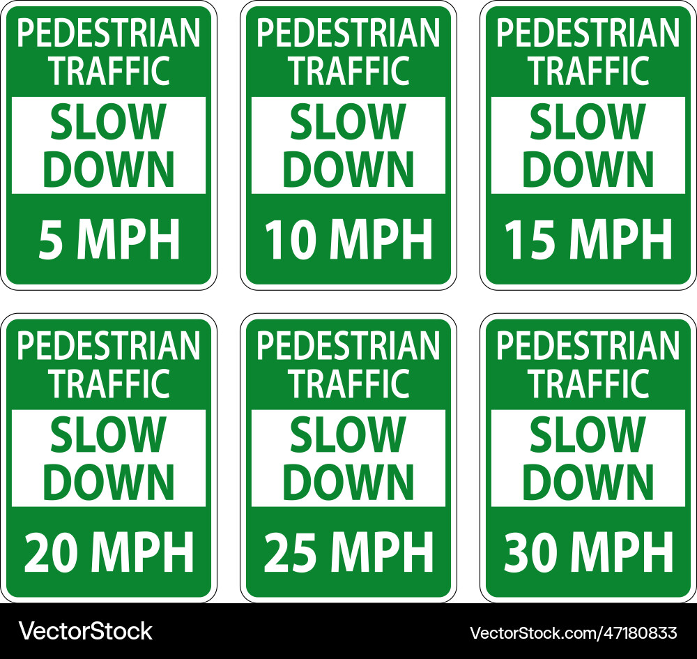 Slow down pedestrian traffic sign on white Vector Image