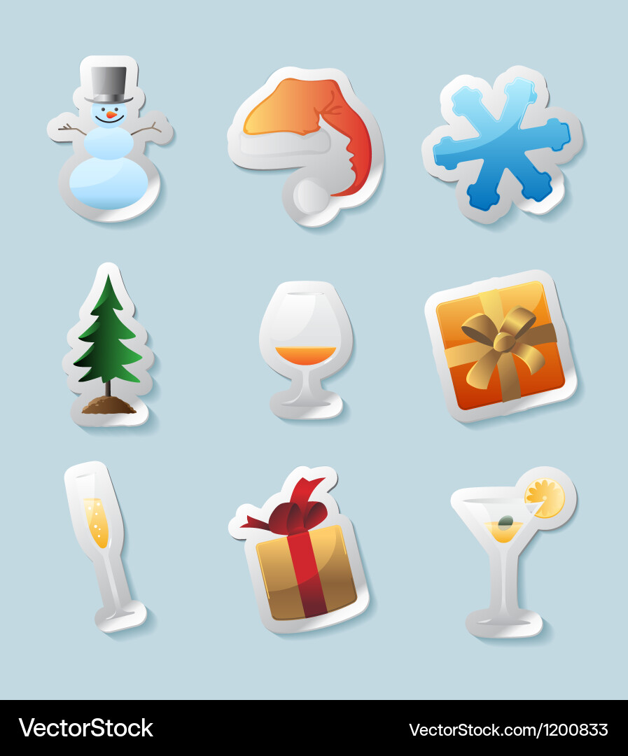 Sticker icons for christmas Royalty Free Vector Image