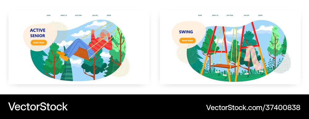 Active senior landing page design website banner Vector Image