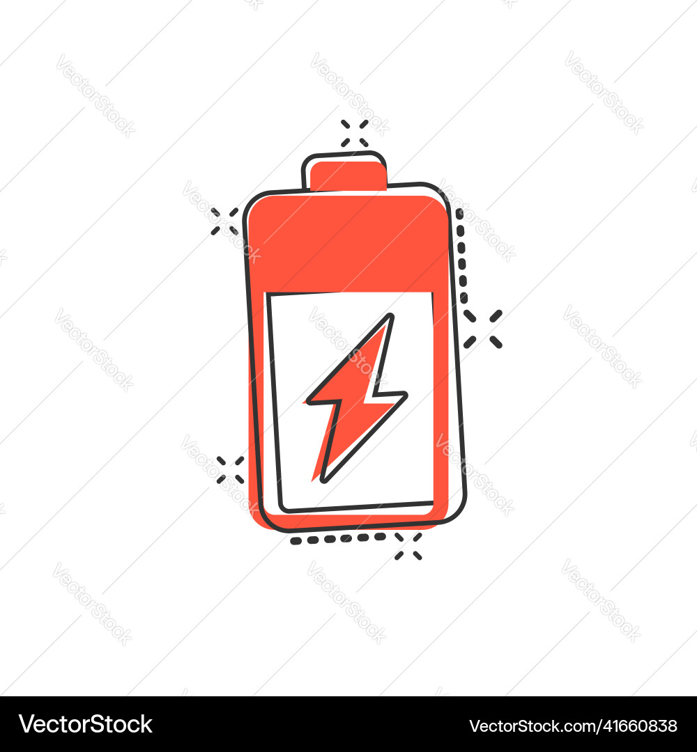 Battery icon in comic style accumulator cartoon Vector Image