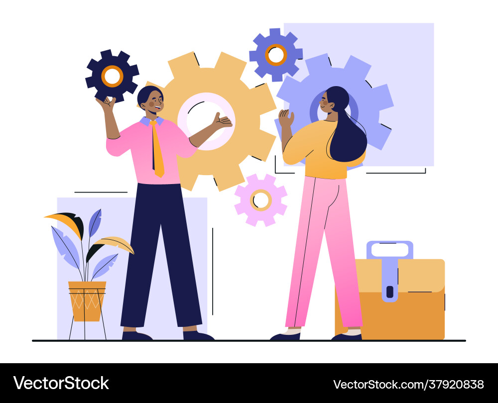 Business partners combine skills and knowledge Vector Image
