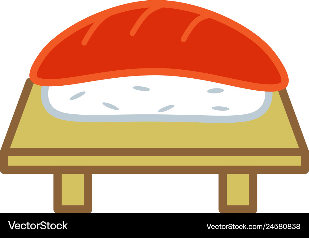 Colored icon sushi rice and fish on board Vector Image