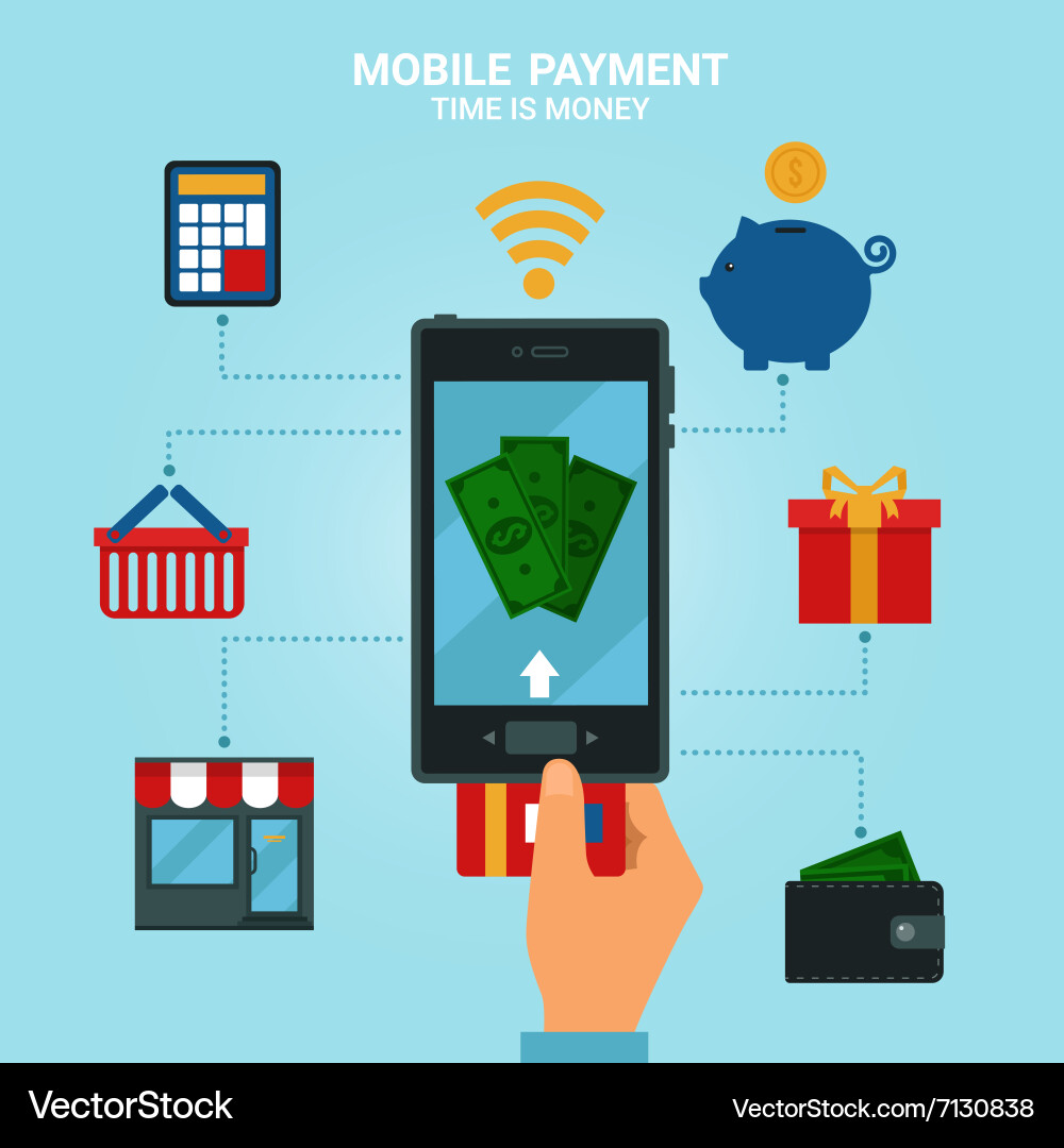 Concept of mobile payments or banking Royalty Free Vector