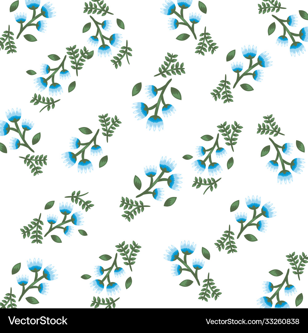 Flowers color blue pattern detailed style Vector Image