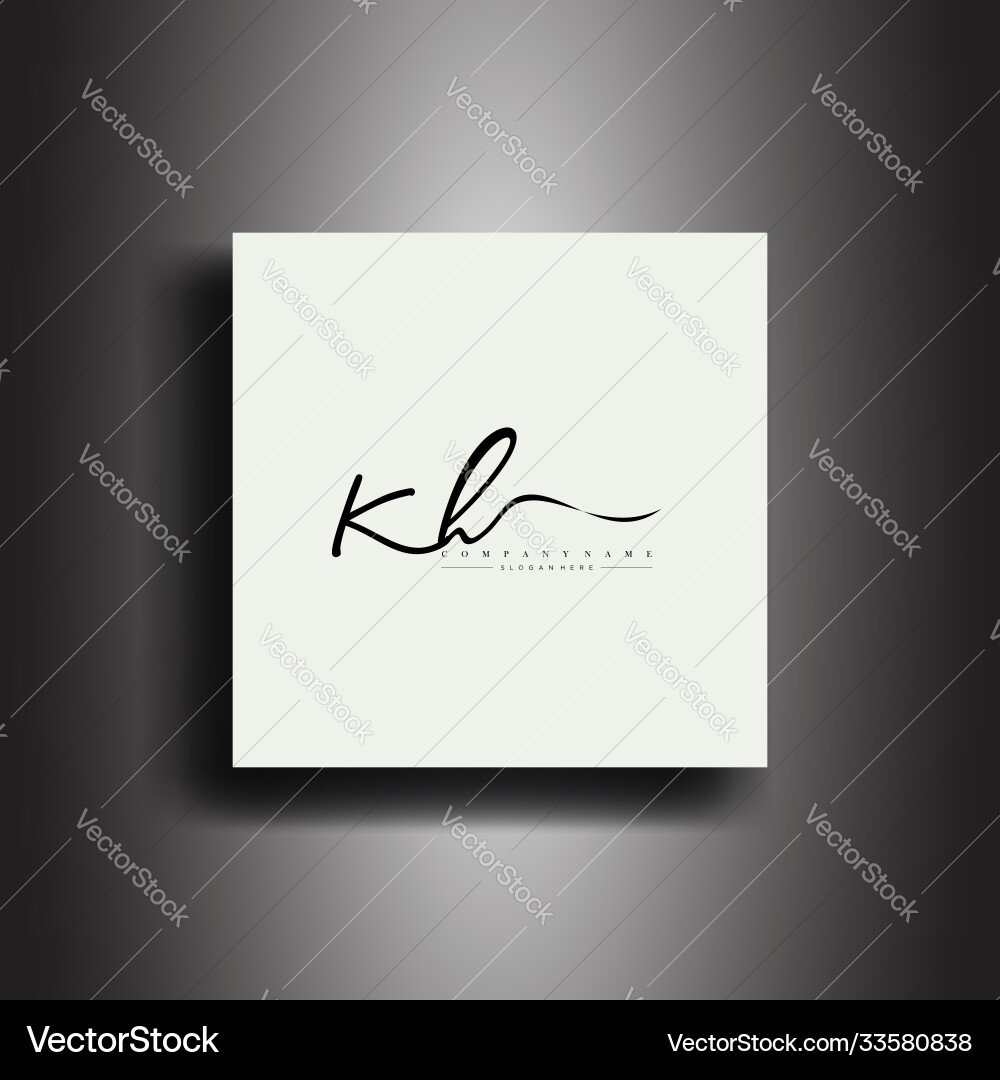 Kh signature style monogramcalligraphic lettering Vector Image