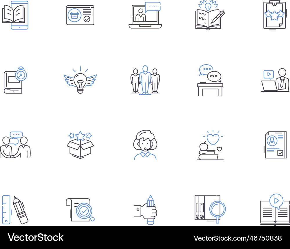 Learning business outline icons collection Vector Image