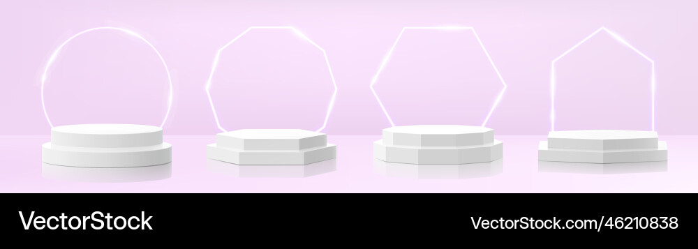 Set of white podiums different shapes Royalty Free Vector