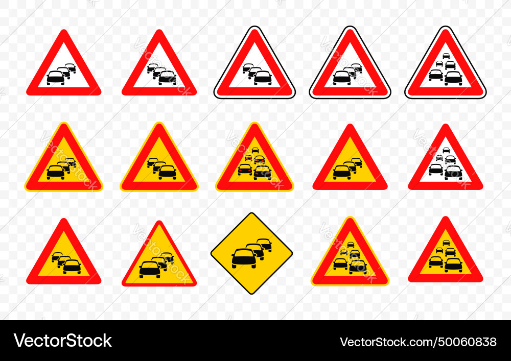 Traffic queues road sign design Royalty Free Vector Image