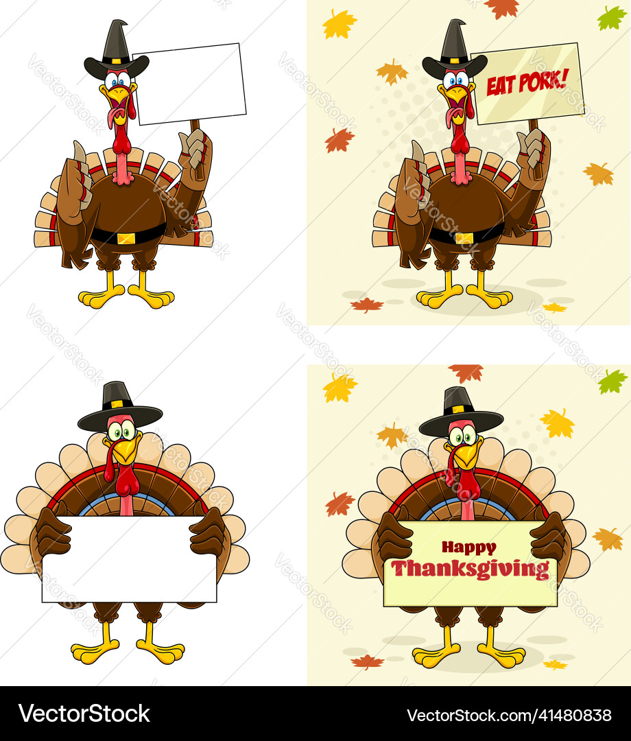 Turkey bird cartoon characters collection Vector Image