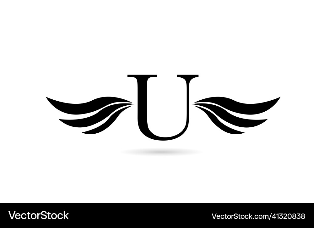 U alphabet letter logo icon design with wings Vector Image