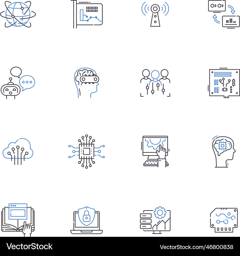 Wunderkinds line icons collection genius prodigy Vector Image