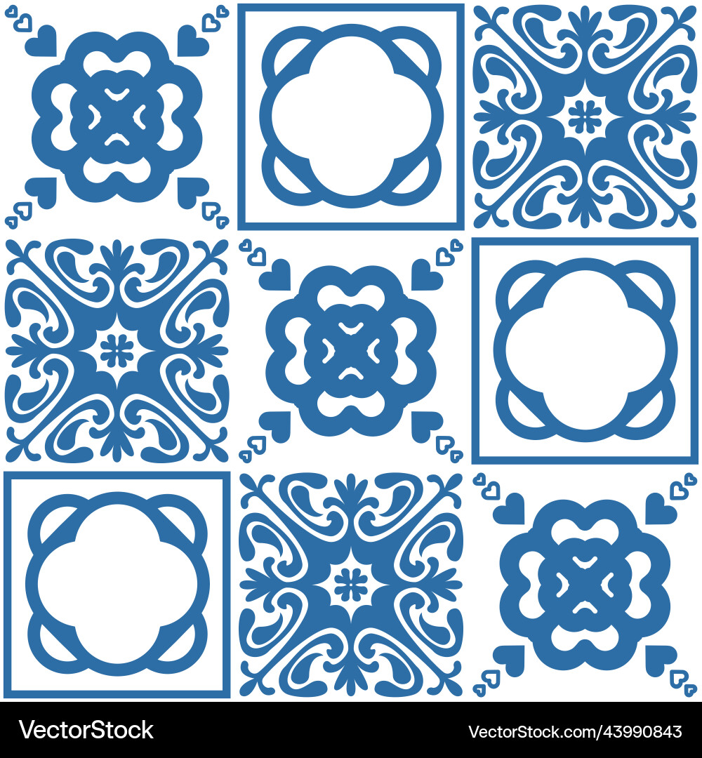 Azulejo blue tiles for wall decoration Royalty Free Vector