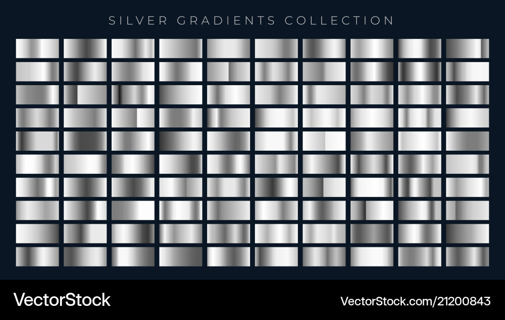 Big set of silver or platinum gradients Royalty Free Vector