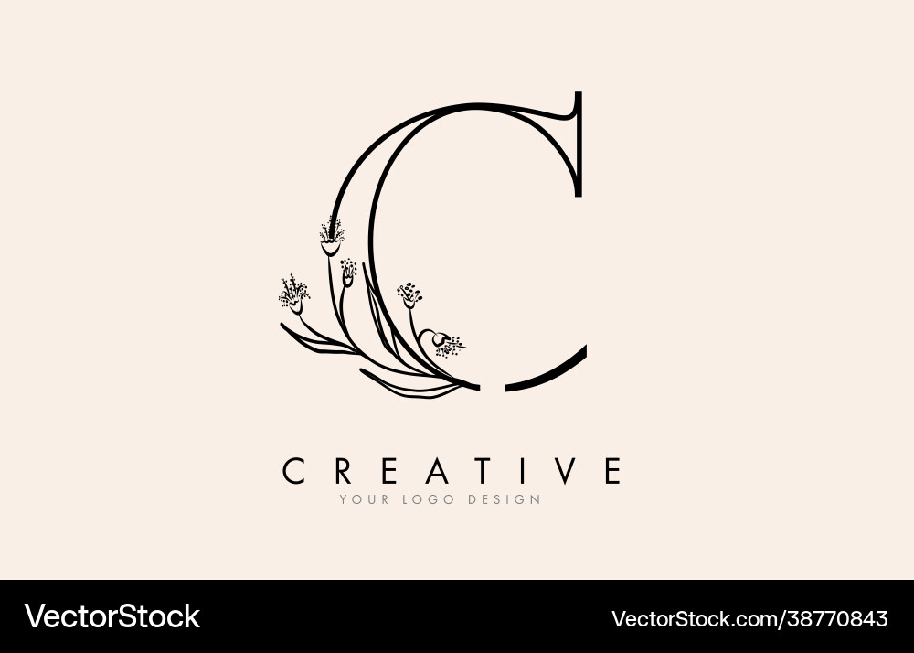 Black outline c letter logo design with Royalty Free Vector