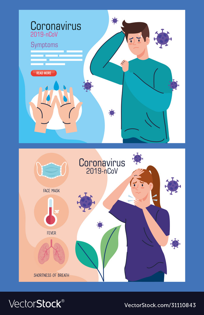Covid19 pandemic with persons sick Royalty Free Vector Image