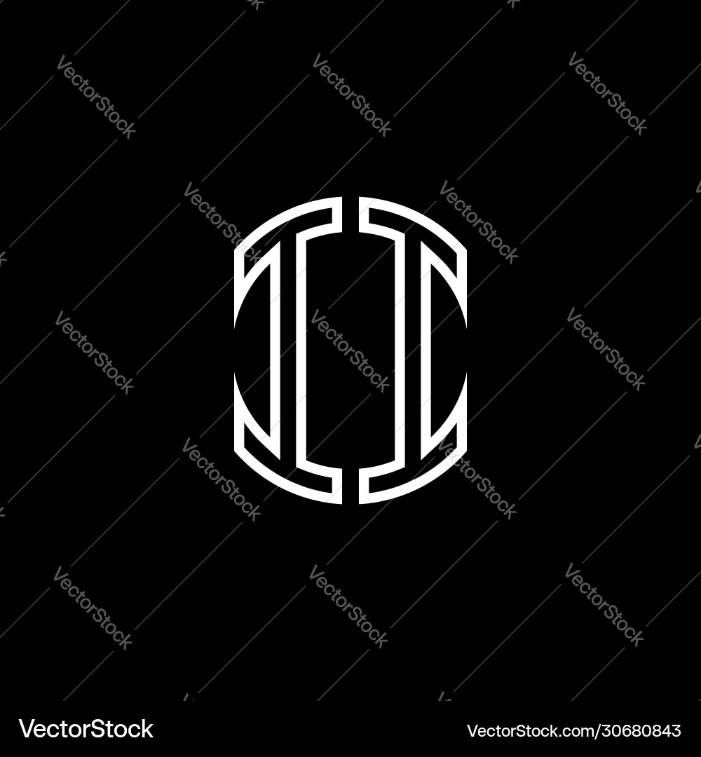 Ii monogram logo circle ribbon style outline Vector Image