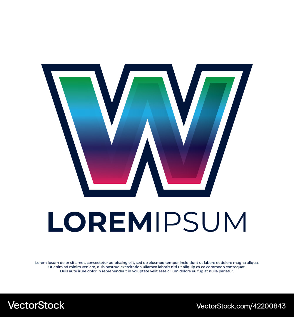 Initial w letter colorful logo design font Vector Image