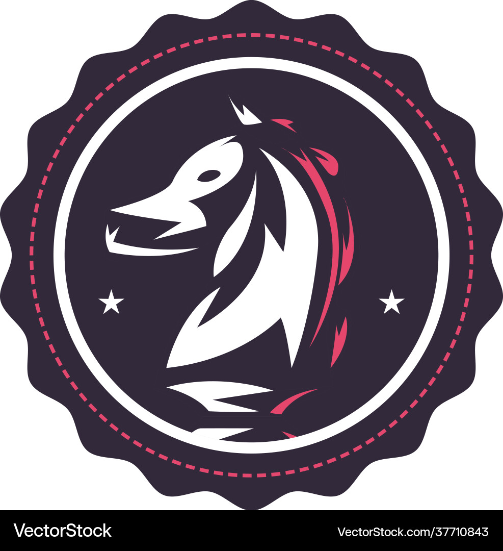 Knight chess piece in seal stamp Royalty Free Vector Image