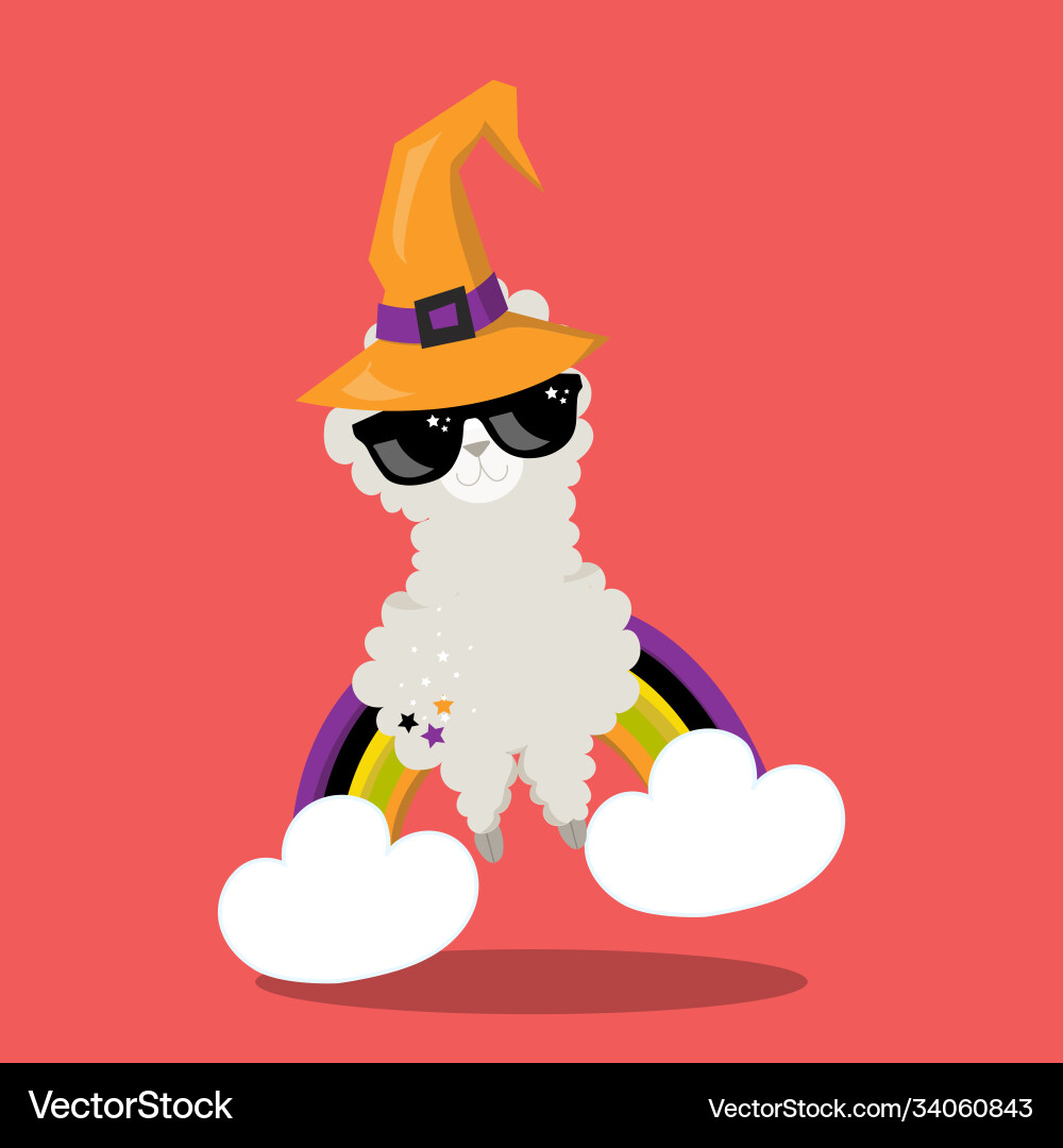 Llama halloween rainbow 01 Royalty Free Vector Image
