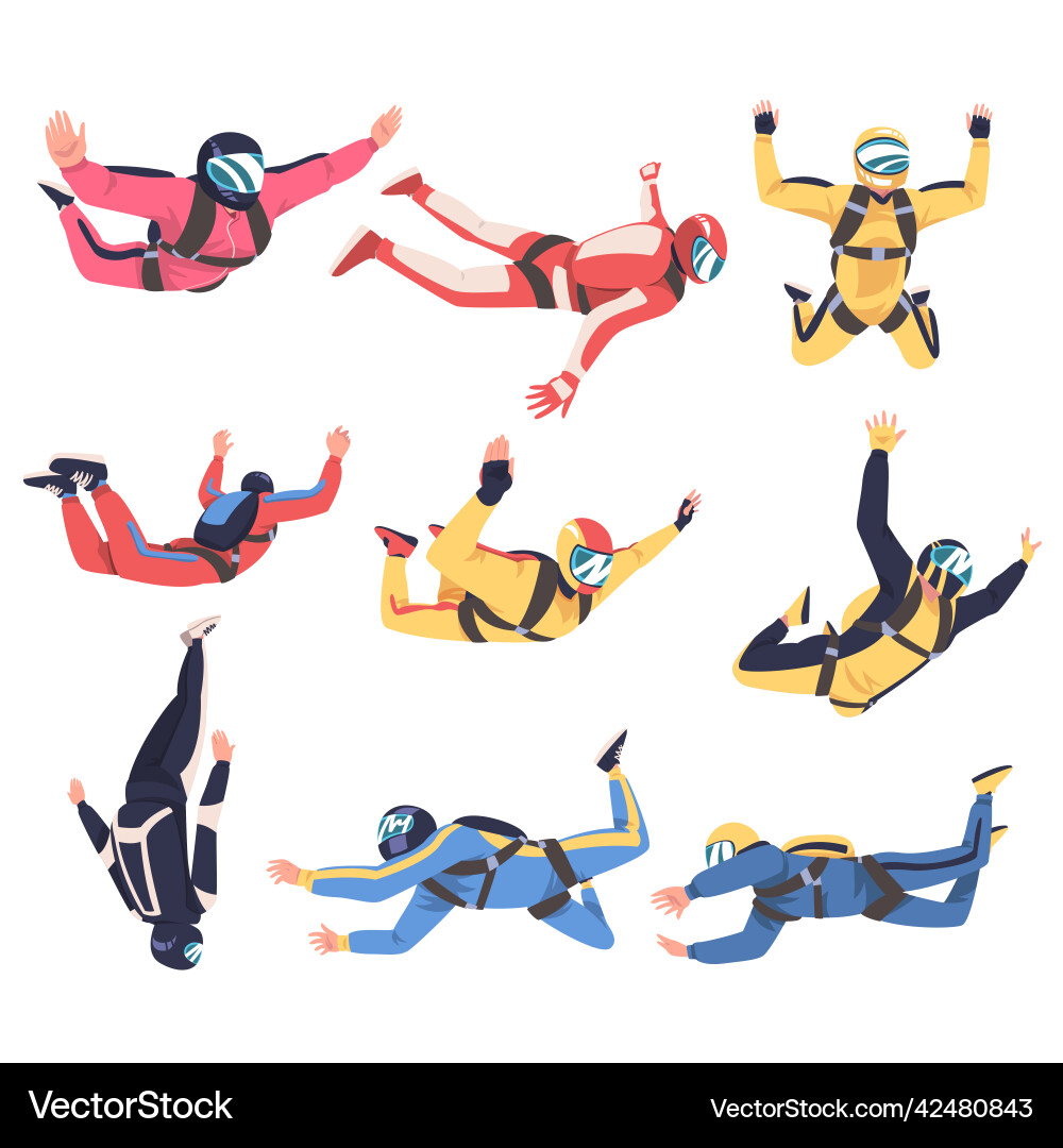 Man parachutist skydiving and free-falling Vector Image