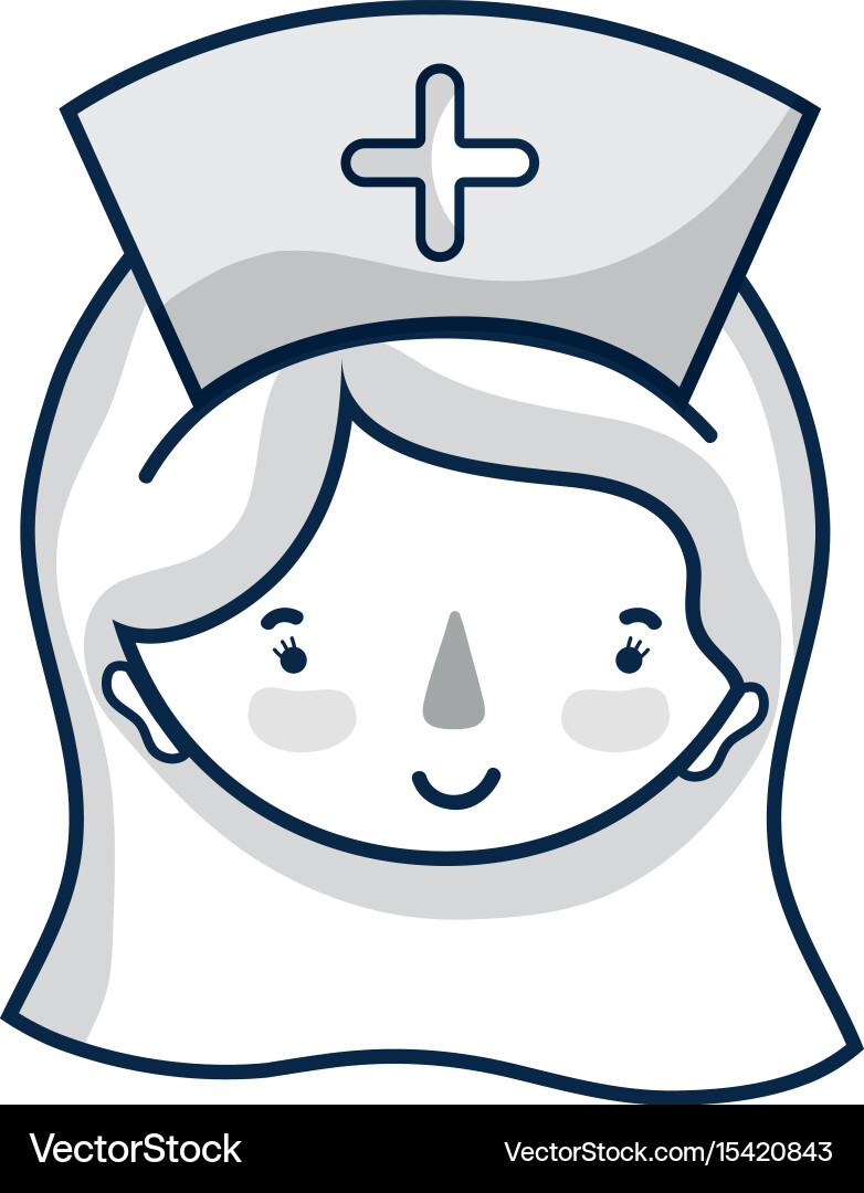 Professional nurse face with hat in the head Vector Image