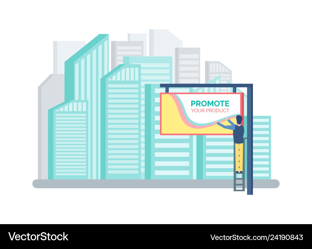Skyscrapers and billboard advertising promotion Vector Image