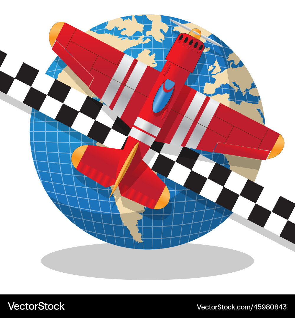 Sports plane on the globe Royalty Free Vector Image