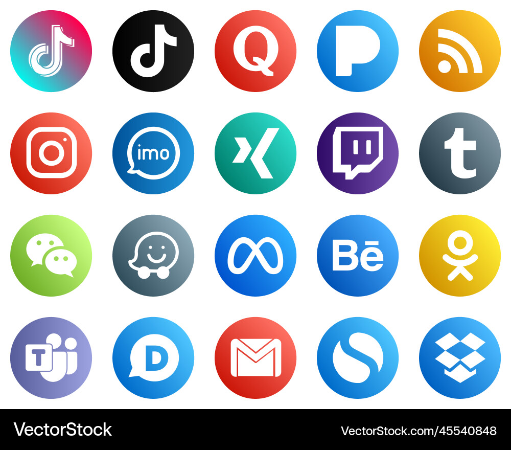 20 social media icons for every platform Vector Image