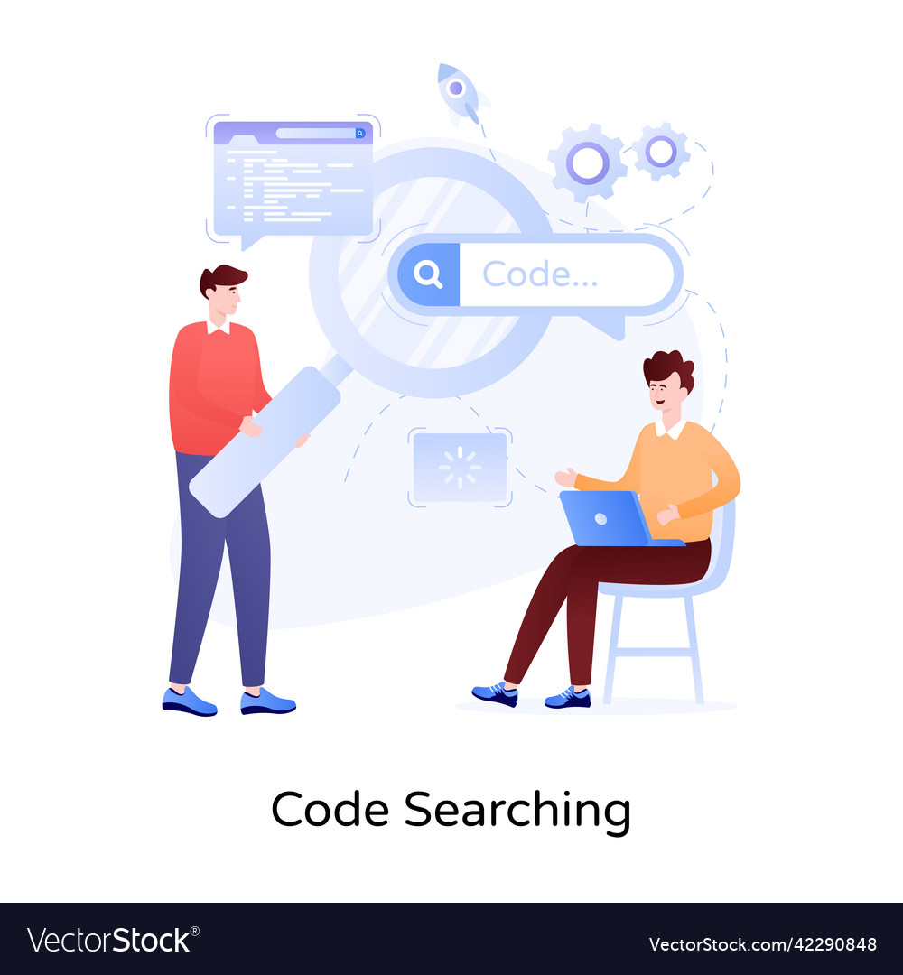 Code searching Royalty Free Vector Image - VectorStock