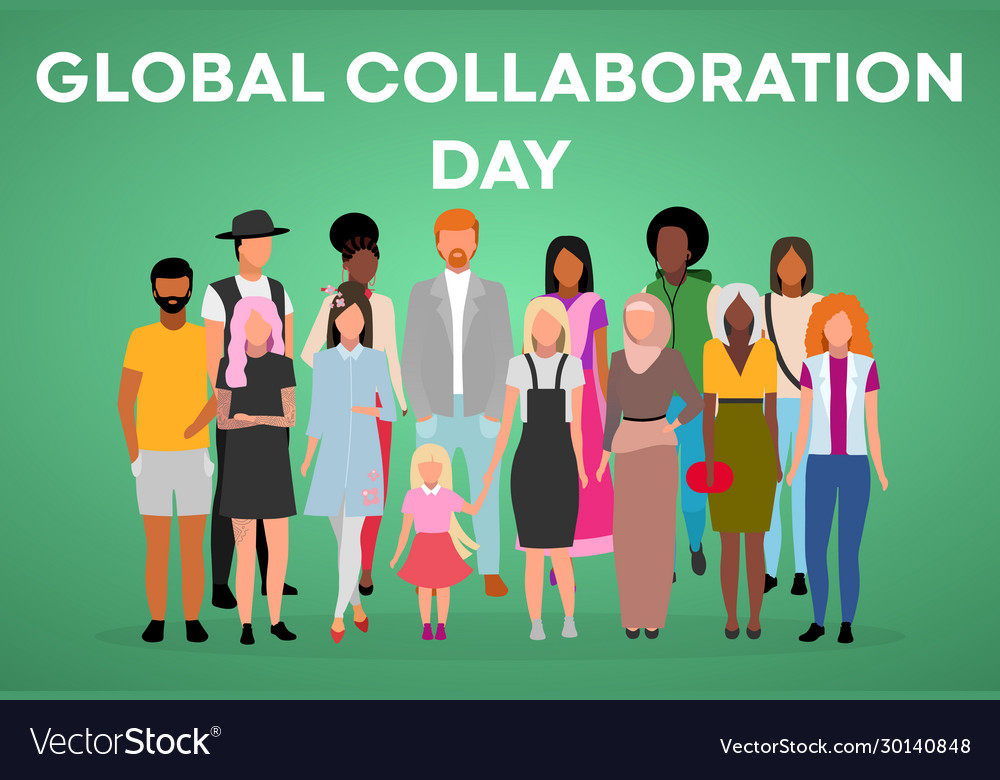 Global collaboration day poster template unity Vector Image