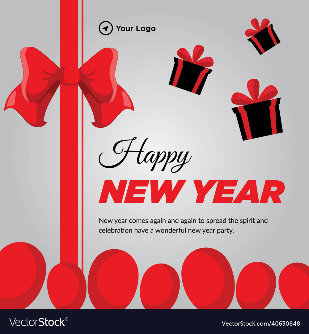 Happy new year banner design Royalty Free Vector Image