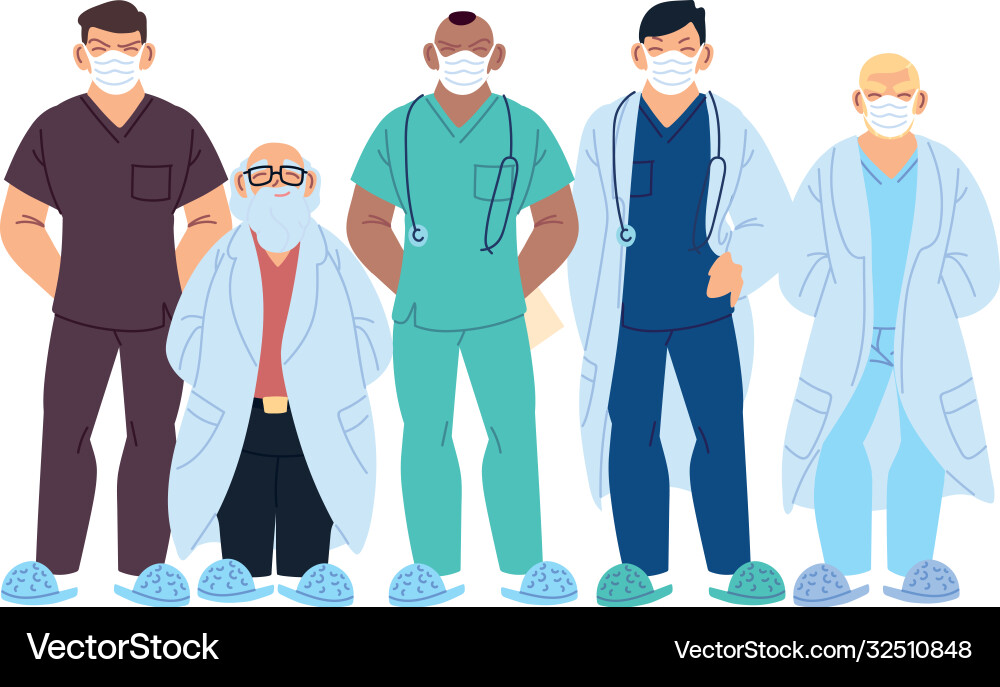 Men doctors with medical masks design Royalty Free Vector