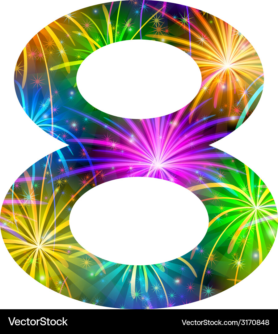Number of colorful firework eight Royalty Free Vector Image